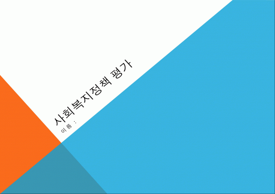 사회복지정책 평가