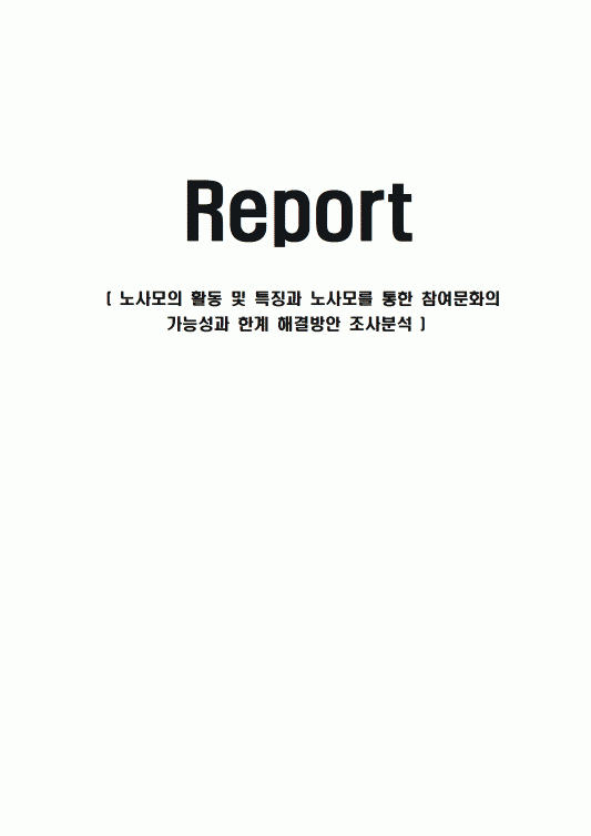 노사모의 활동 및 특징과 노사모를 통한 참여문화의 가능성과 한계 해결방안 조사분석