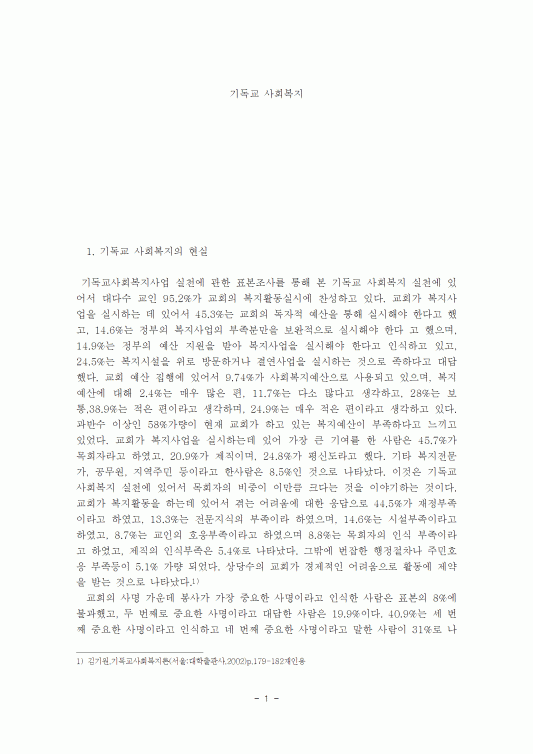 [평가]기독교 사회복지