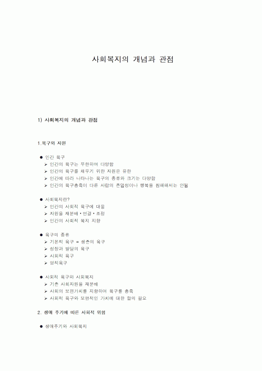 사회복지의 개념과 관점
