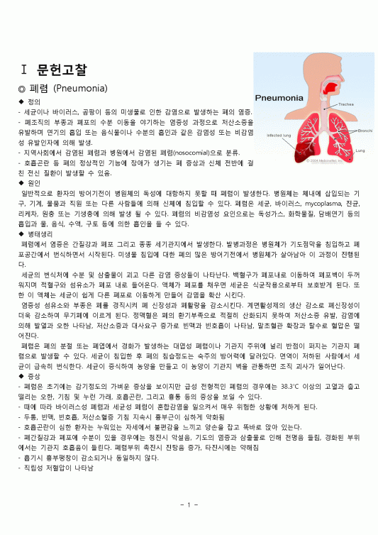 [의약학] 폐렴 (Pneumonia) 케이스 스터디