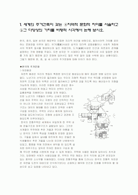 [주거론]한,중,일의 주거문화 차이