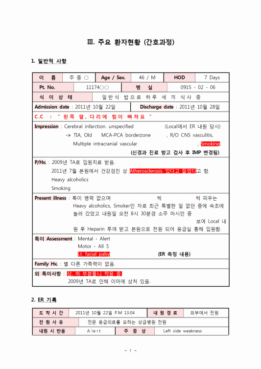 Case 1. 최종 - Cerebral Infaction