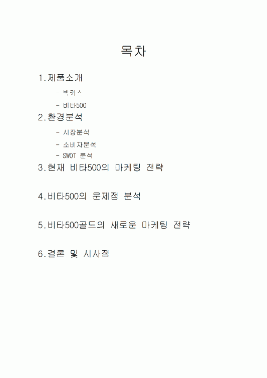 비타500 레포트 자료