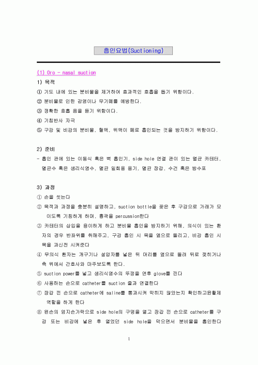 Suctioning 레포트 자료
