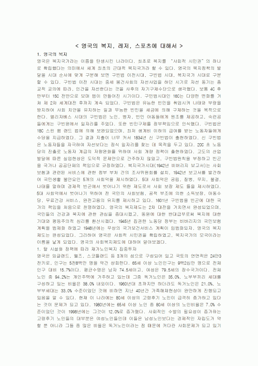 영국의 복지,레저,스포츠