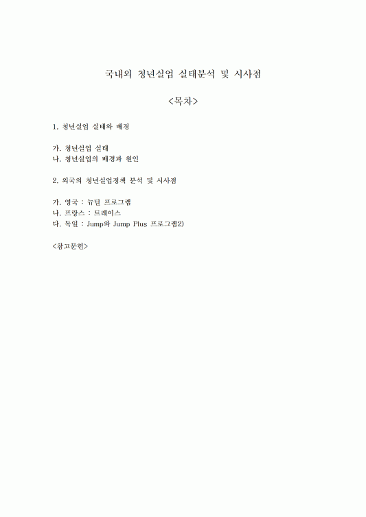국내외 청년실업 실태분석 및 시사점