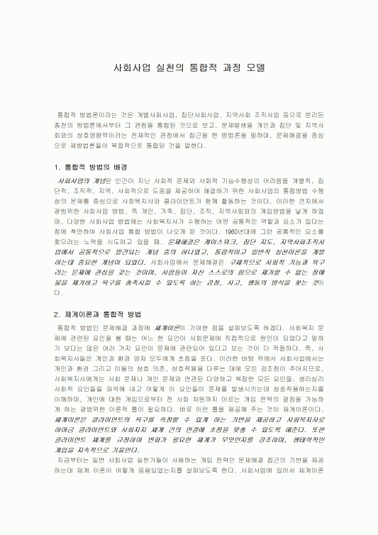 사회사업 실천의 통합적 과정 모델