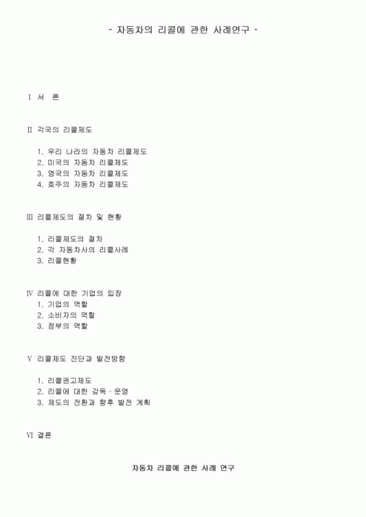 자동차 리콜사례에 대한 조사