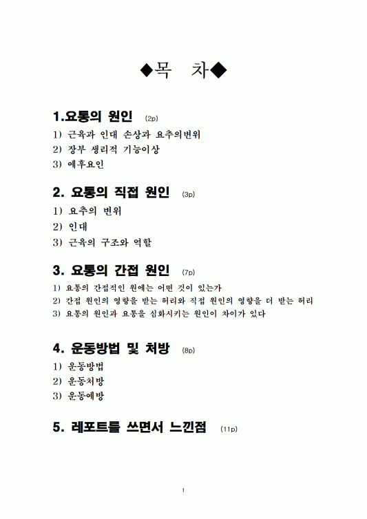 [분석/조사] 요통의 원인과 운동처방