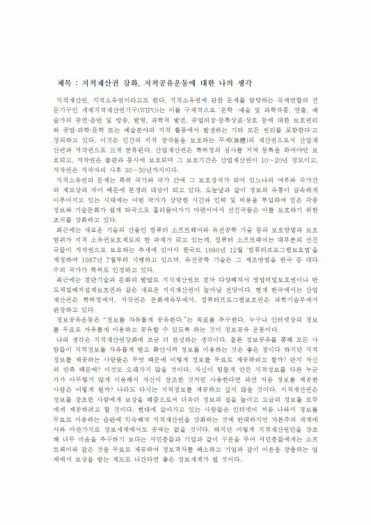 지적재산권 및 인터넷실명제에 대한 나의 생각