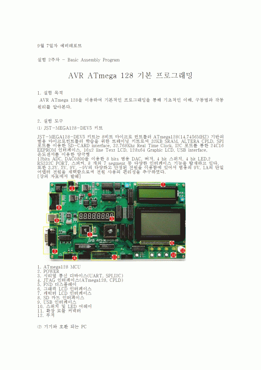 AVR ATmega 128 기본 프로그래밍 [마컴 예비레포트]