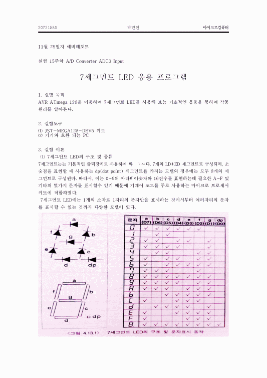 7세그먼트 LED 응용 프로그램 [마컴 예비레포트]