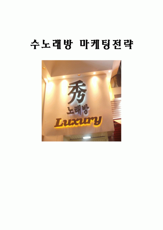 수노래방 기업분석및 마케팅전략분석과 새로운 마케팅전략제안