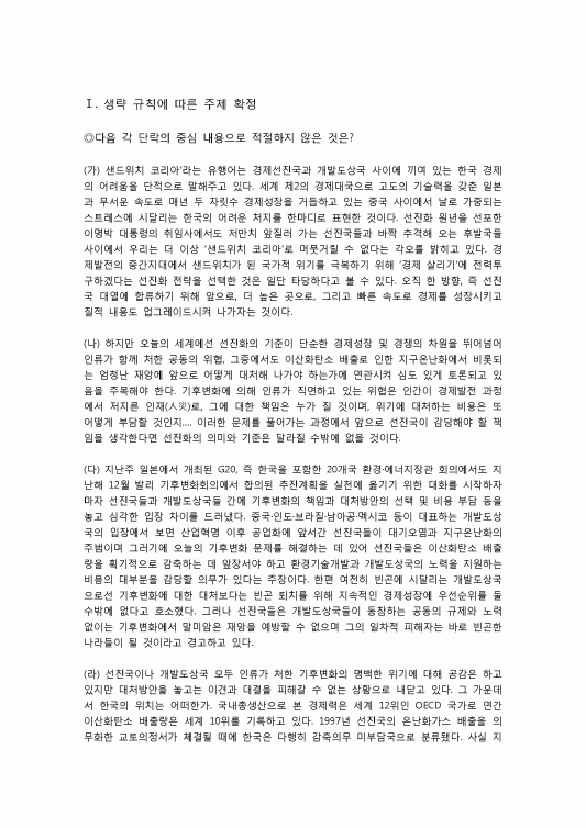 요약과 주제 확정의 4원칙이란