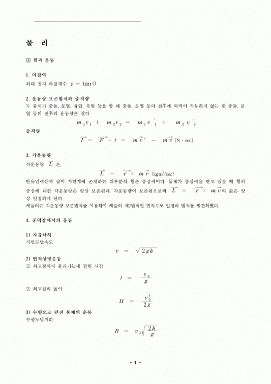 물리요약 레포트 자료
