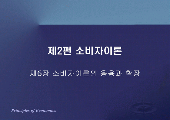 제2편 소비자이론 - 제6장 소비자이론의 응용과 확장