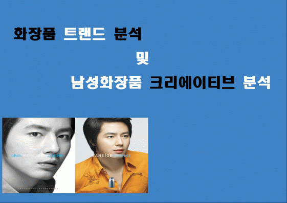 화장품 트랜드 분석 및 남성화장품 크리에이티브 분석