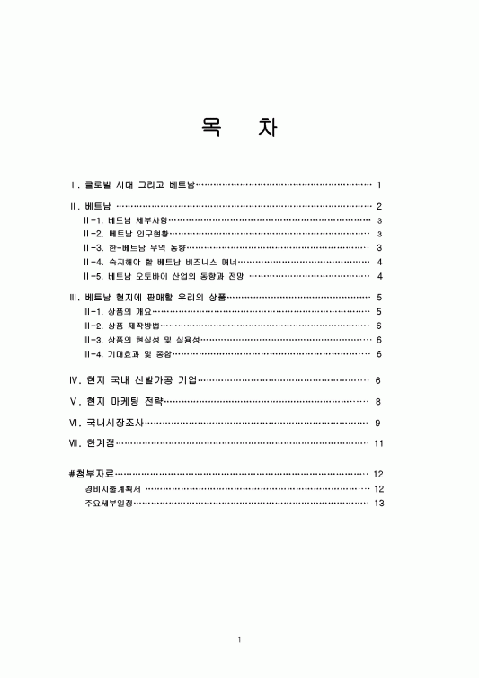 베트남 사업 레포트 자료