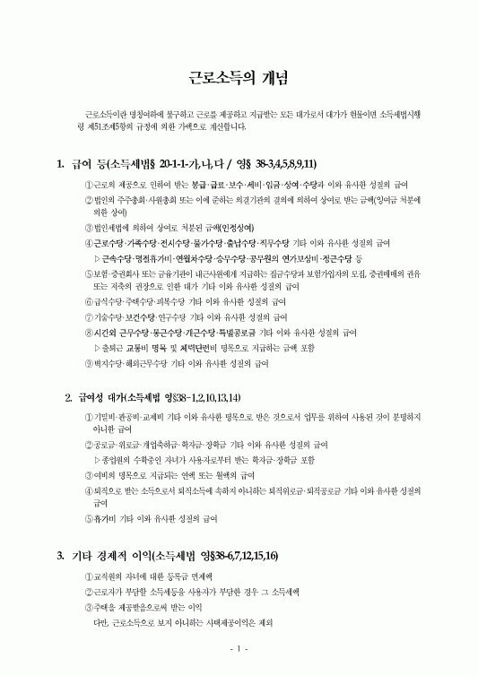 근로소득의 개념