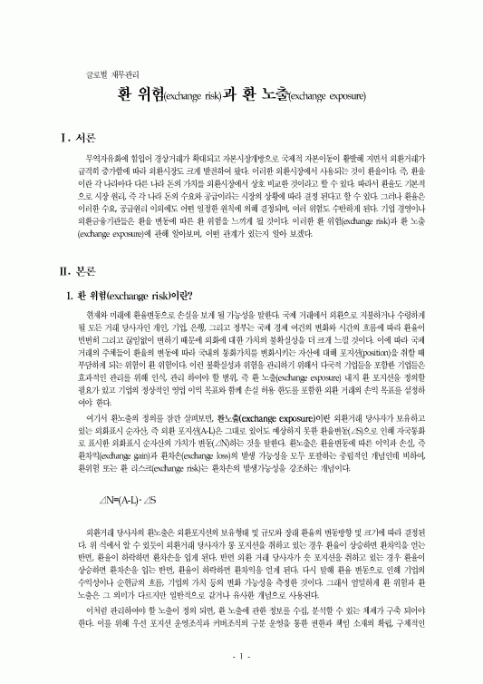 글로벌재무관리 - 환위험과 환노출