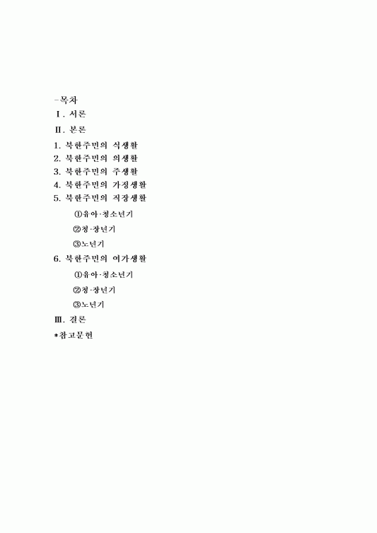 북한의 일상 레포트 자료