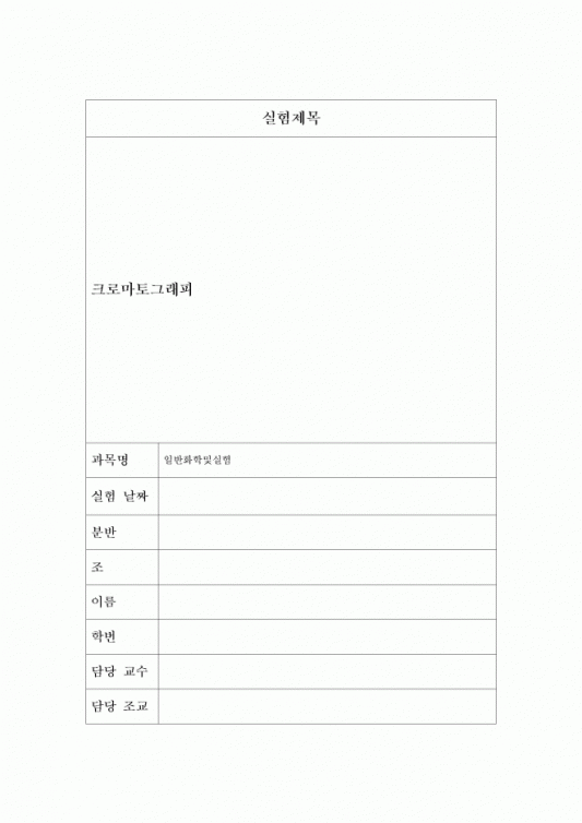 일반화학 크로마토그래피 레포트