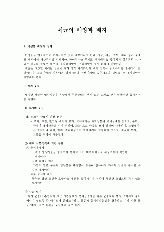 미생물 배양, 배지 설명, 배지의 주요 성분, 배지 만드는 방법