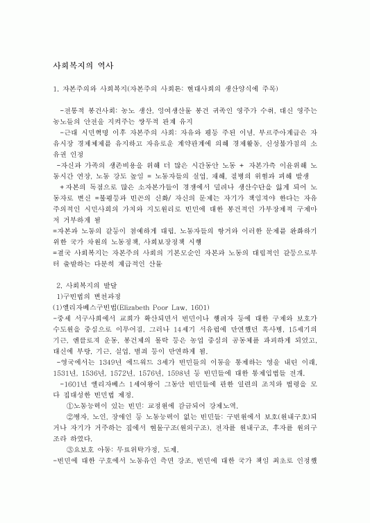 [사회복지] 사회복지의 역사