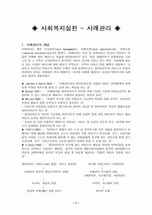 [사회복지실천론] 사례관리 이론과  실제