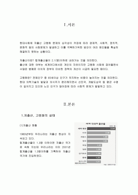 [현대사회와 기술] 저출산, 고령화 문제