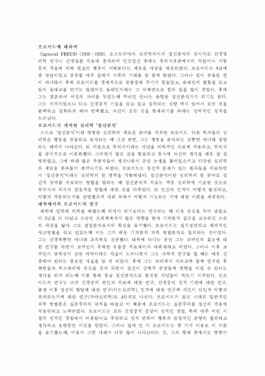 프로이드(Sigmund Freud)에 대해서