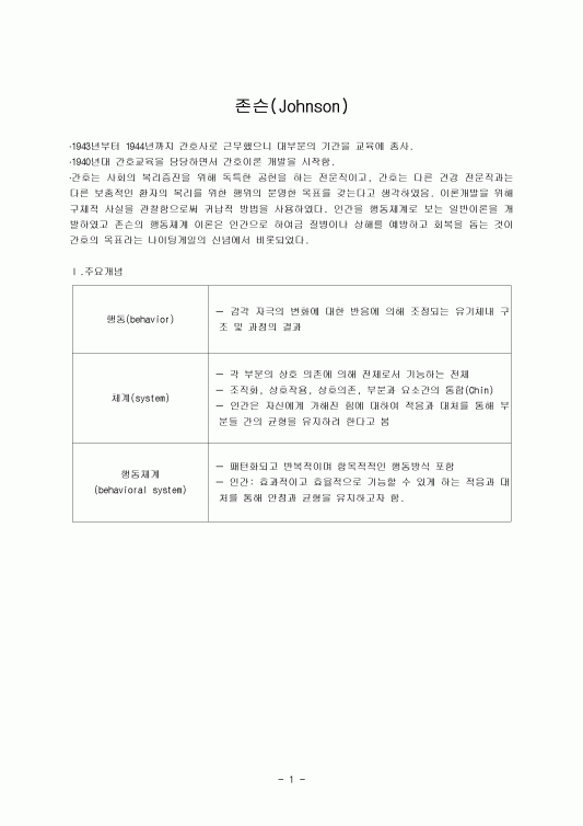 존슨(Johnson) 이론