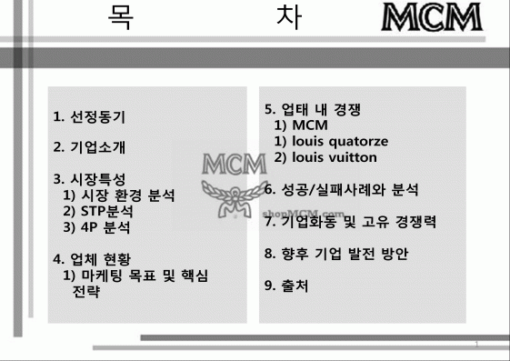 MCM,성공사례,마케팅전략,마케팅,브랜드,브랜드마케팅,기업,서비스마케팅,글로벌,경영,시장,사례,swot,stp,4p