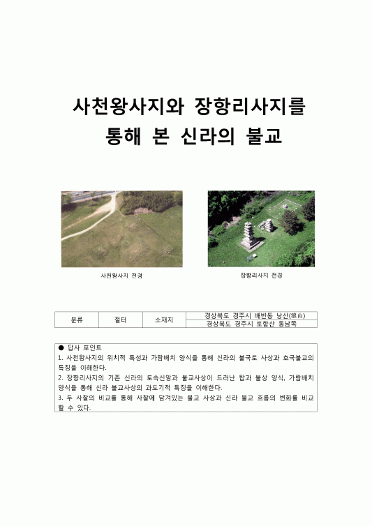 사천왕사지와 장항리사지를 통해 본 신라의 불교