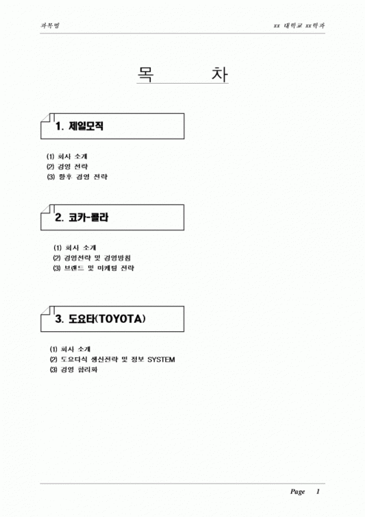 제일모직 코카콜라, 도요타