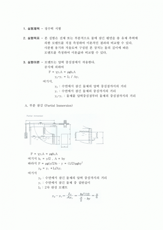 유체역학 정수력시험