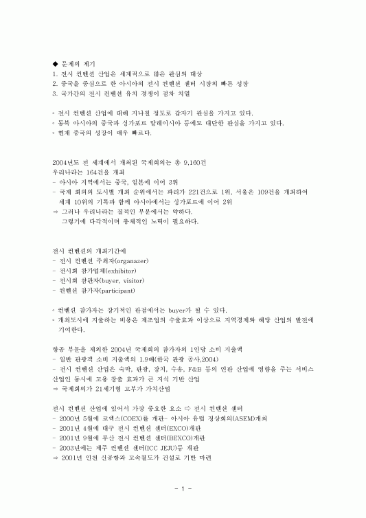 [사회과학] 컨벤션기획론 -전시컨벤션에 대하여