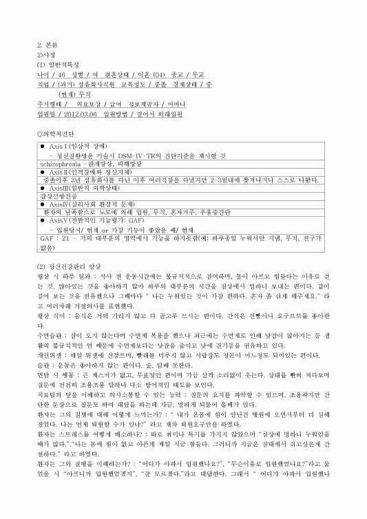 정신분열병케이스