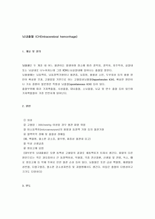 뇌내출혈문헌고찰(ICH)