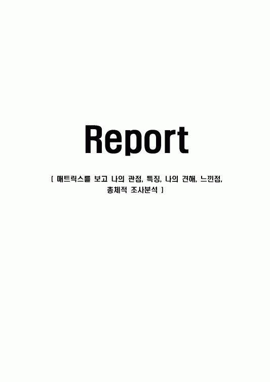 매트릭스를 보고 나의 관점, 특징, 나의 견해, 느낀점, 총체적 조사분석