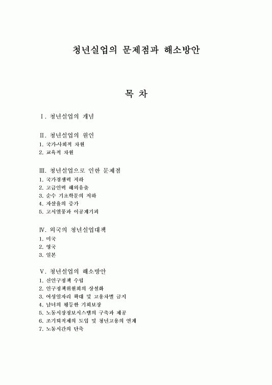 (평가)청년실업의 문제점과 해소방안