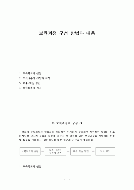 보육과정 구성 방법과 내용
