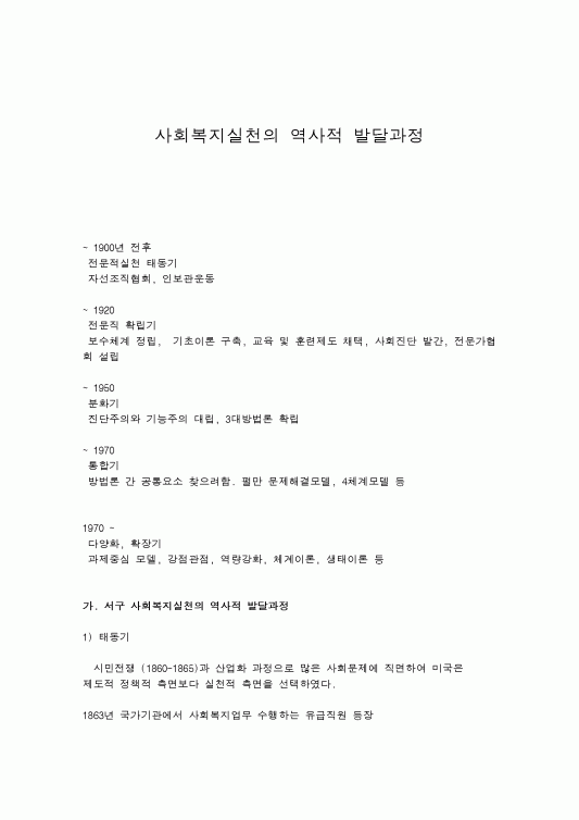사회복지실천의 역사적 발달과정