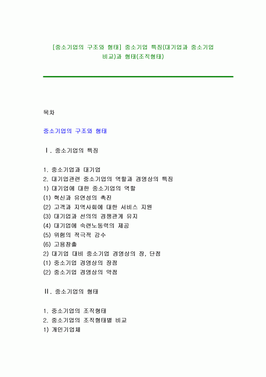 [중소기업의 구조와 형태] 중소기업 특징(대기업과 중소기업 비교)과 형태(조직형태)