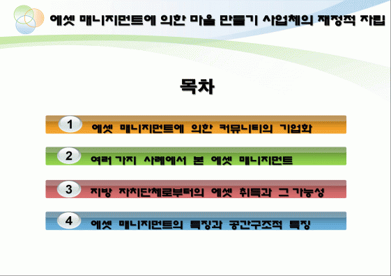 에셋 매니지먼트에 의한 마을 만들기 사업체의 재정적 자립