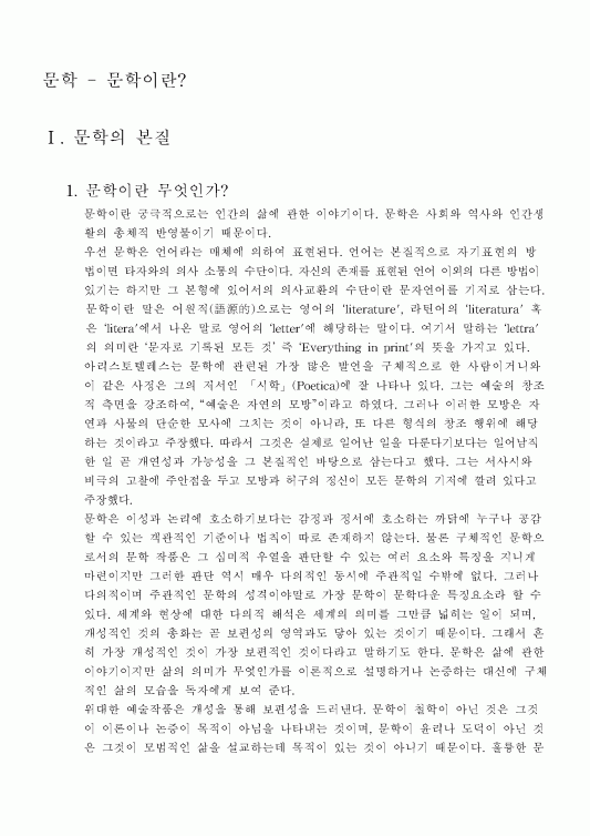 [문학의 이해] 문학이란