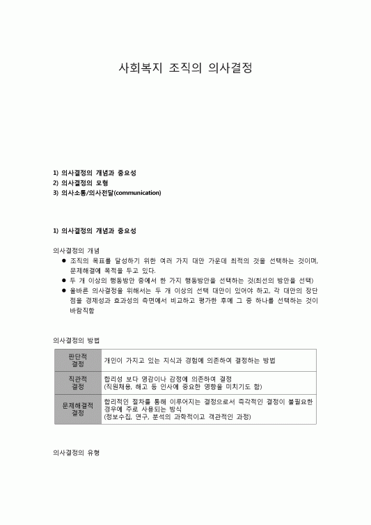 사회복지조직의 의사결정
