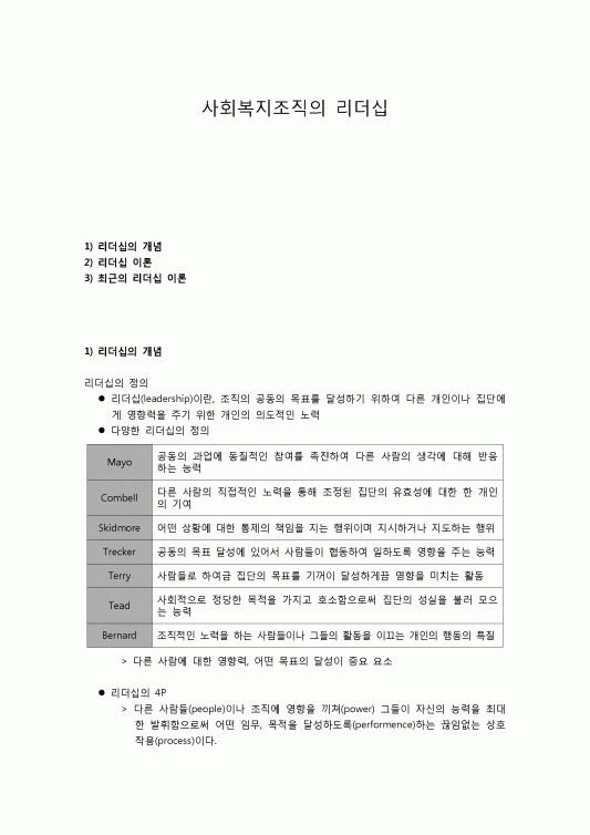 사회복지조직의 리더쉽
