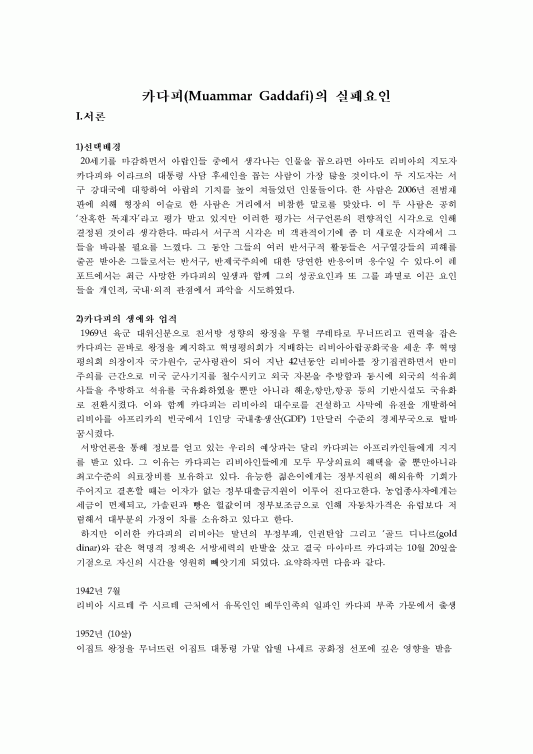 리비아의 영웅 카다피의 결정적 실수